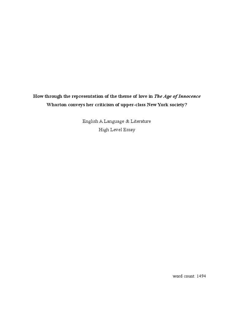 HL Essay The Age of Innocence | PDF | The Age Of Innocence