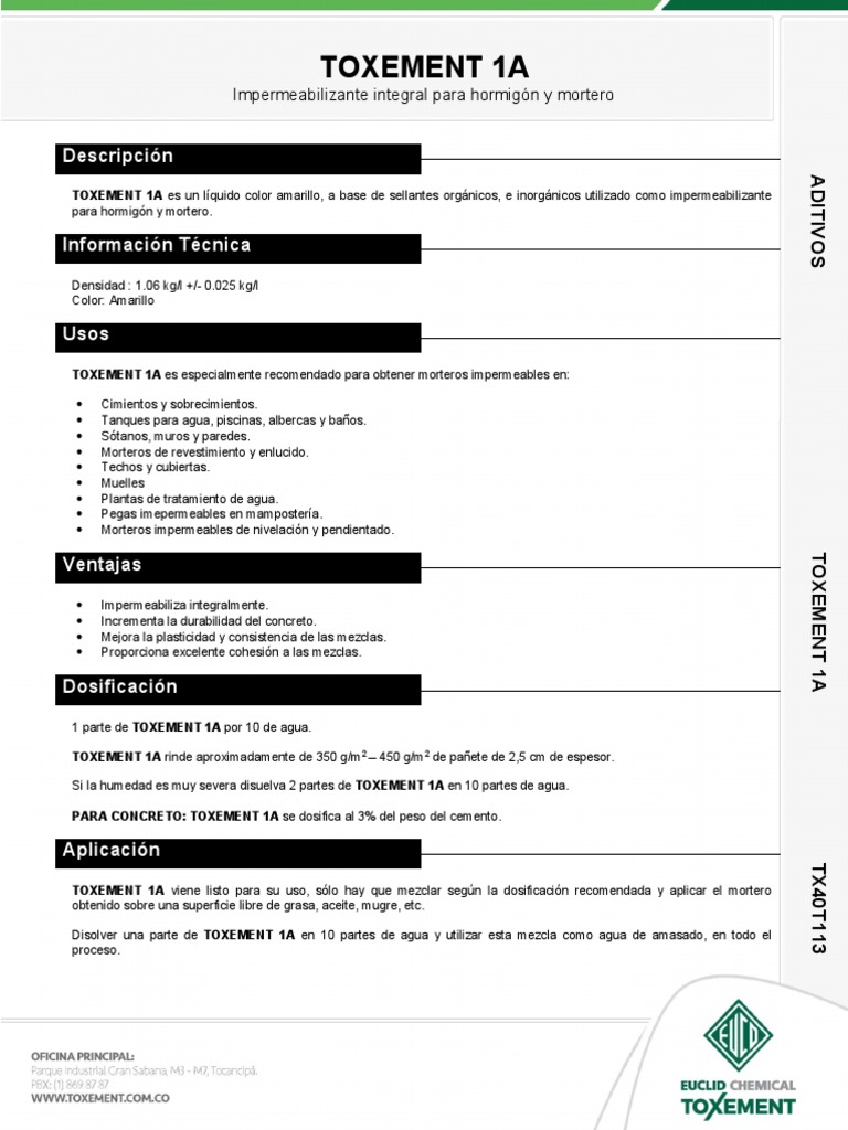 Toxement 1a | PDF | Hormigón | Cemento