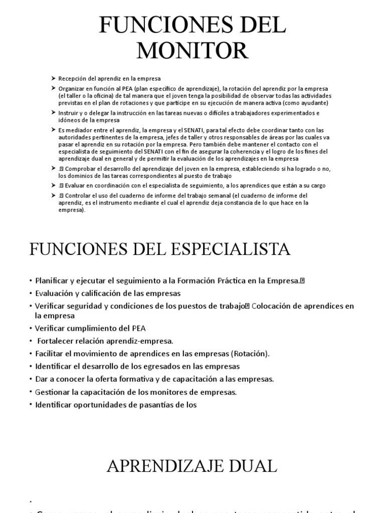 Funciones Del Monitor | PDF | Aprendizaje | Evaluación