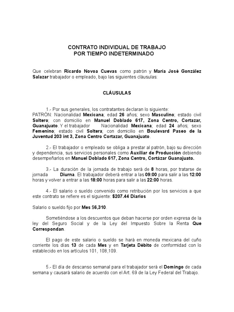 Anexo 3. Contrato Laboral Simple | PDF