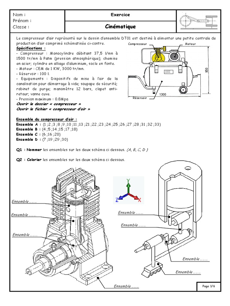 Schéma et fonctionnement du compresseur d'air | PDF | Moteur à ...