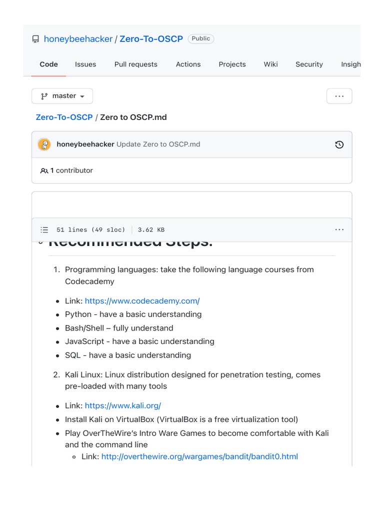 Zero-To-OSCP-Zero To OSCP - MD at Master honeybeehacker-Zero-To-OSCP GitHub | PDF | Security ...