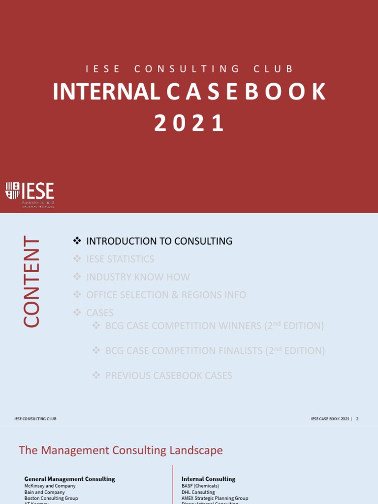 Preparing for Consulting Success: An Insider's Guide to the IESE Consulting Club Case Book 2021 ...