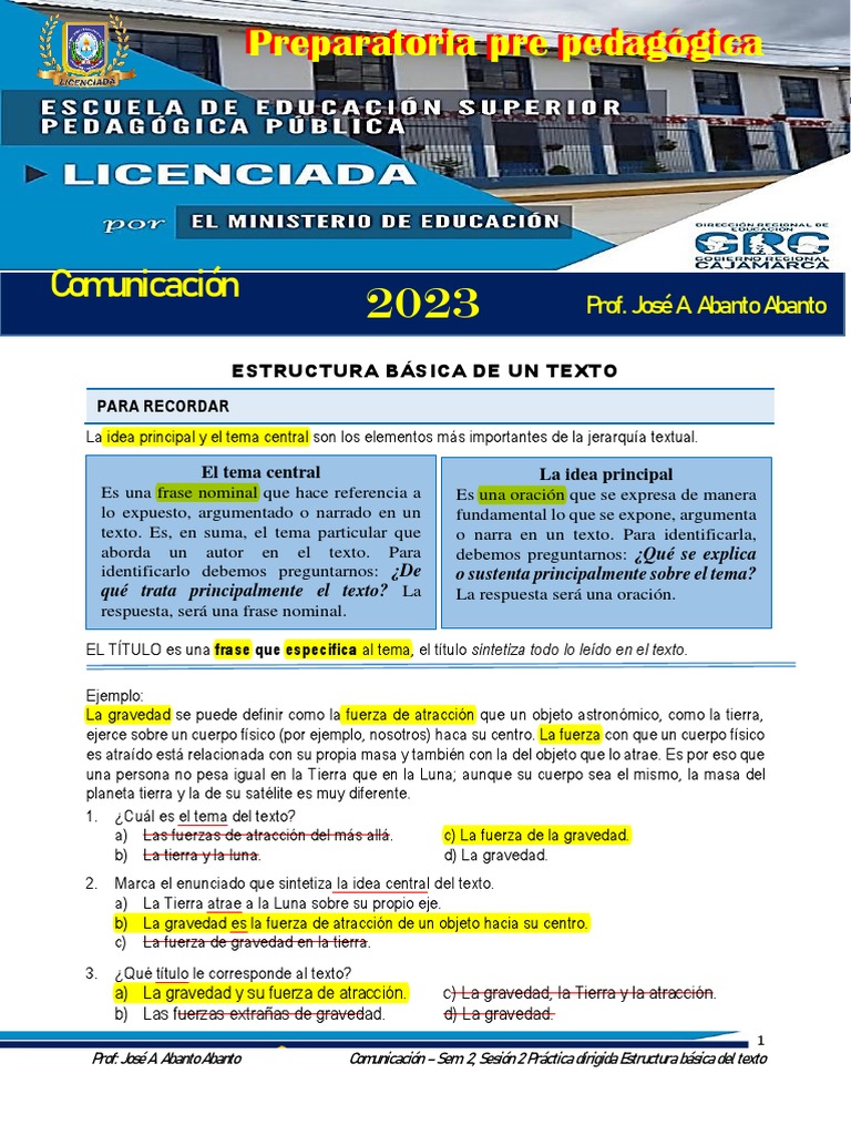 Semana 2 - s2 Práctica Dirigida Estructura Básica Del Texto | PDF ...