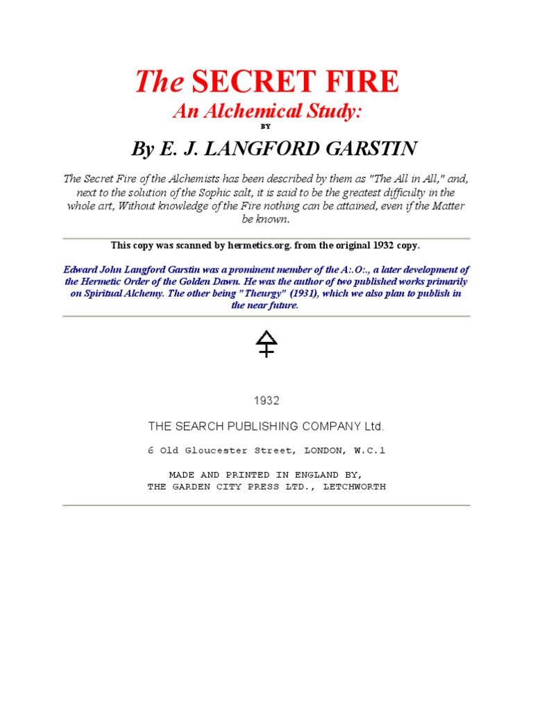 The Secret Fire of Alchemy Explained | PDF | Baptism | Alchemy