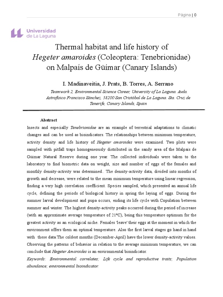 G02.Thermal Habitat of Hegeter Amaroides | PDF | Canary Islands