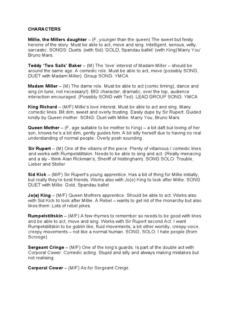 Audition Pieces Rumpelstiltskin | PDF