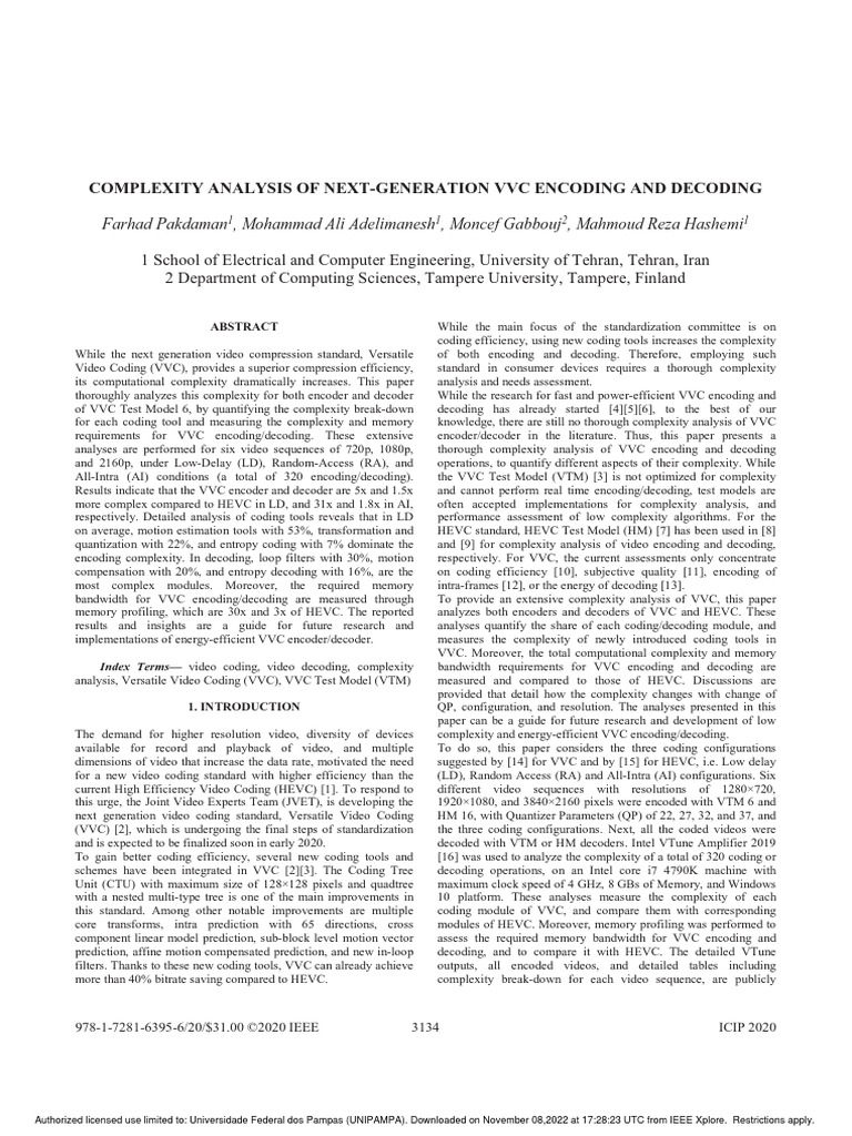 Complexity Analysis of Next-Generation VVC Encoding and Decoding | PDF | Business