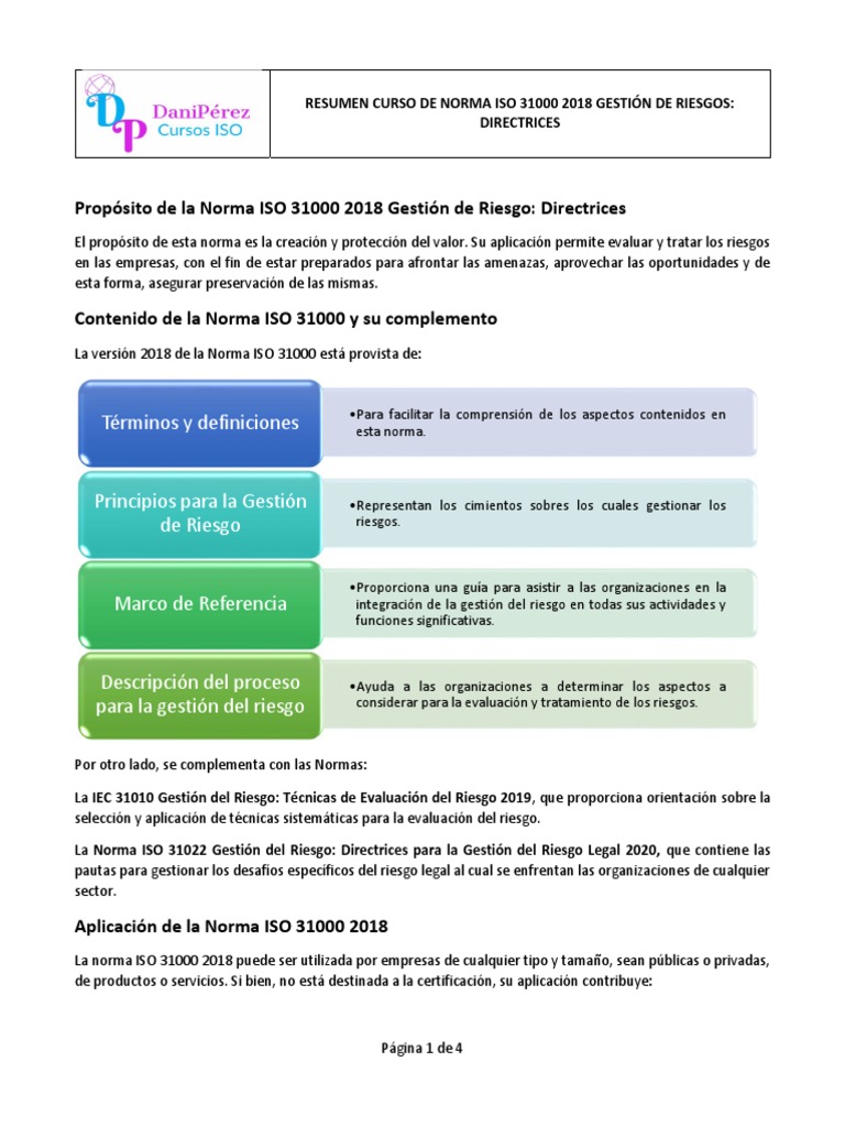 Resumen Curso Gestion de Riesgos Norma ISO 31000 2018 | PDF | Riesgo | Organización ...