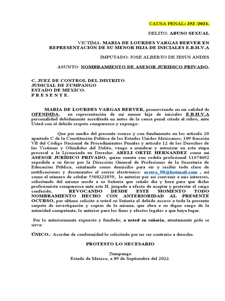 Nombramiento de Asesor Jurídico Privado | PDF | Derecho penal | México