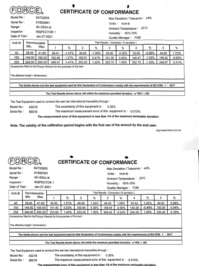 2.certificados de Calibracion Torque | PDF | Calibration | Engineering Tolerance