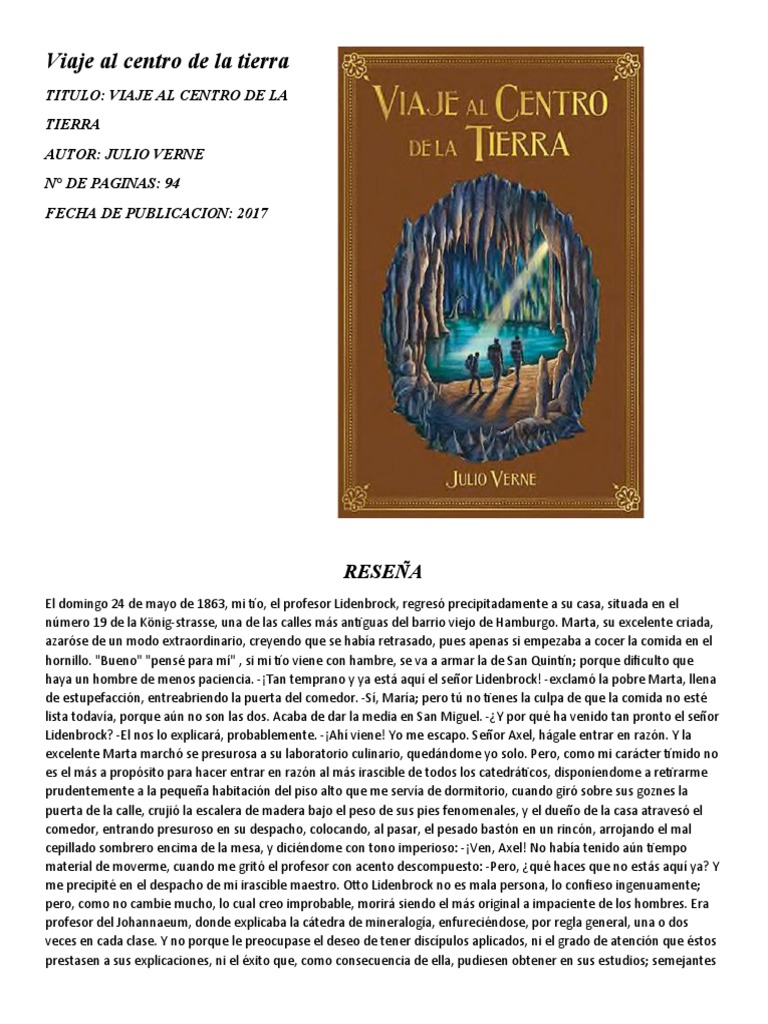 Viaje Al Centro de La Tierra | PDF | Julio Verne | Viaje al centro de ...