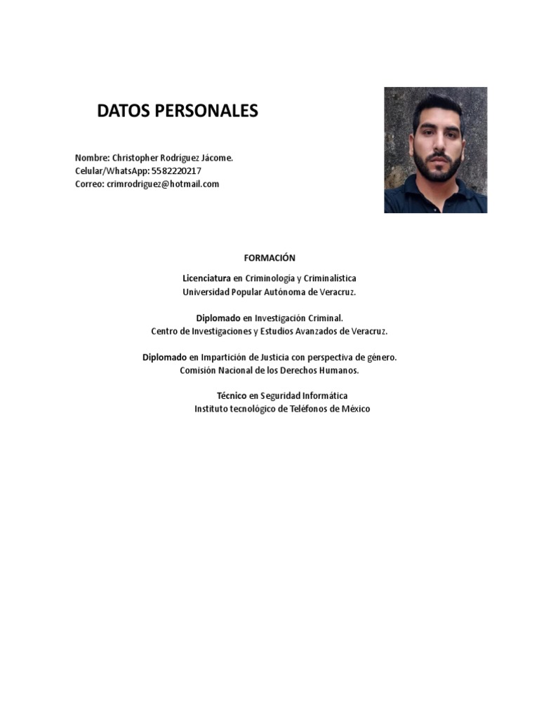 Cv-Chris - (2) - 1 | PDF | Ciencia forense | Policía