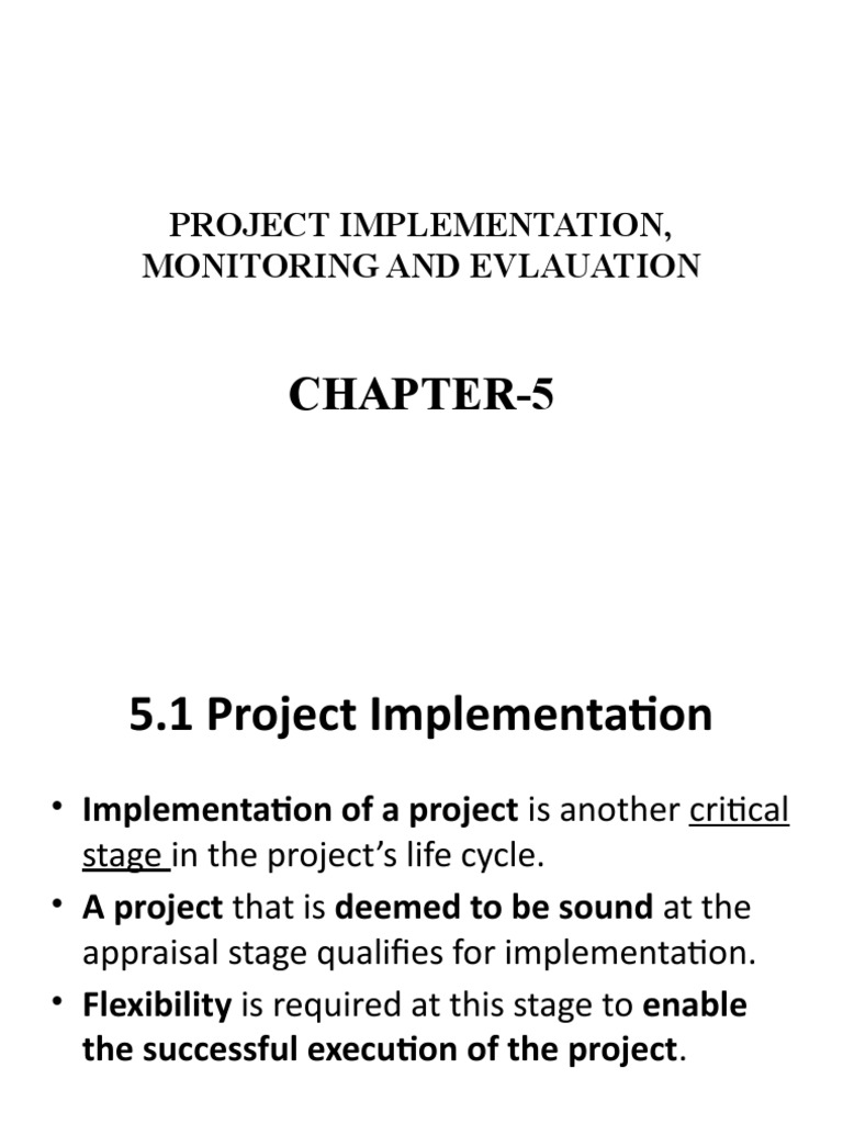 Chapter 5 Project Implementation, Monitoring and Evlauation | PDF ...