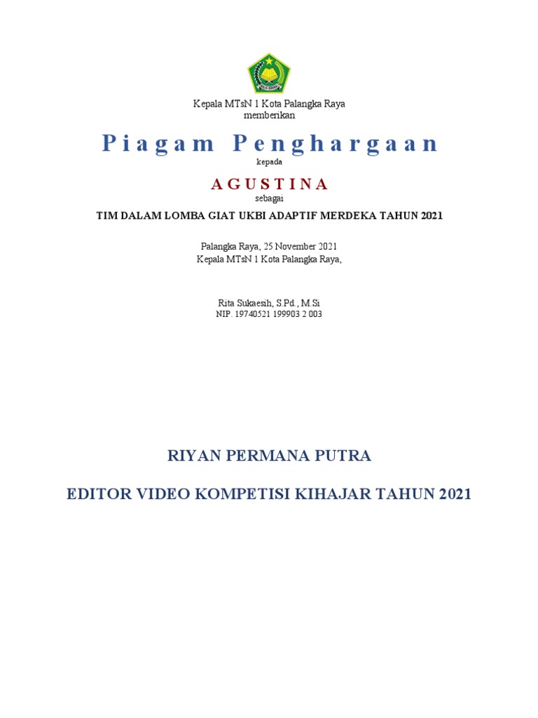 Sertifikat - Siswa Peserta UKBI | PDF