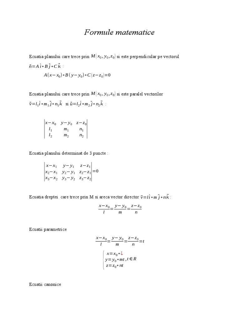 Formule Matematice | PDF