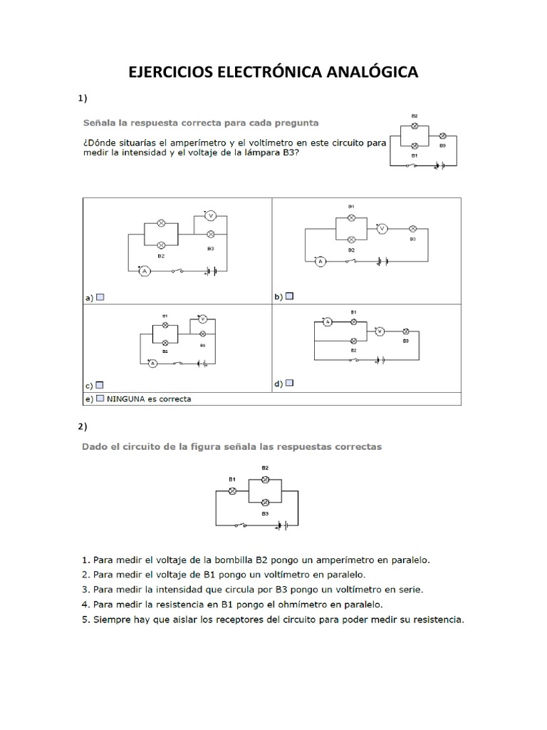 Ejercicios Electrónica Analógica | PDF