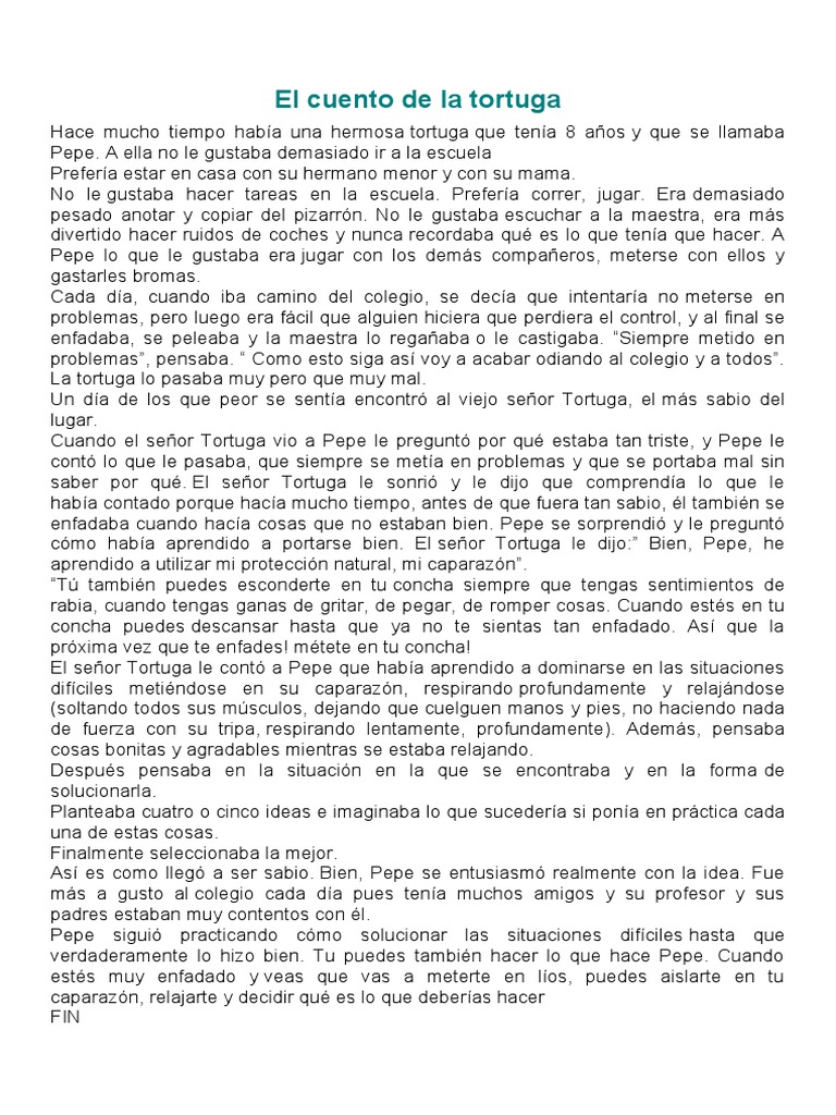 El Cuento de La Tortuga | PDF | Artes del Lenguaje y Comunicación