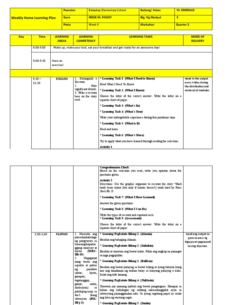 WHLP WEEK 5 Quarter 2 IMP | PDF | Learning | Ecology
