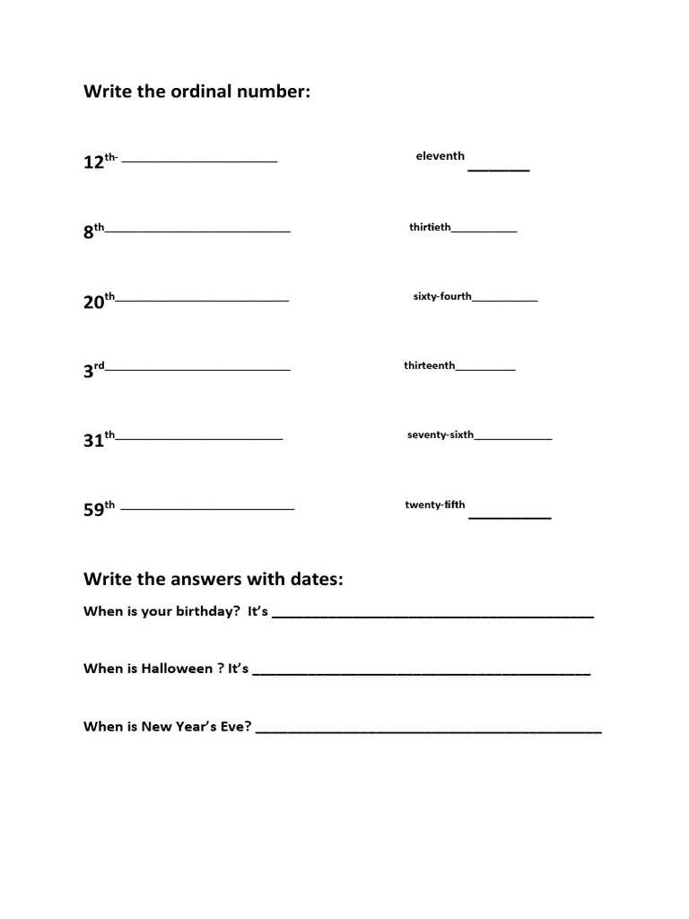 Ordinal Numbers | PDF