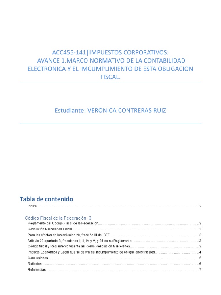 Marco Normativo de La Contabilidad Electronica y El Imcumplimiento de Esta Obligacion Fiscal ...