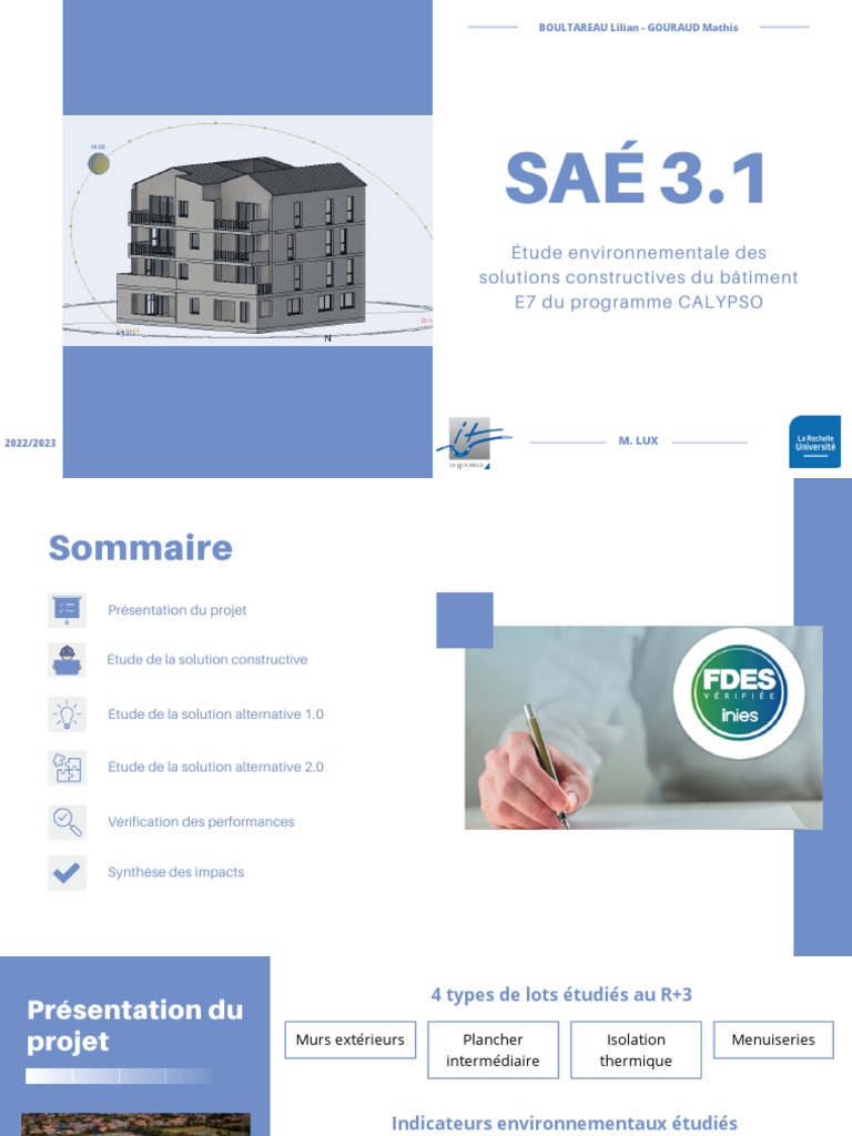 Étude Environnementale Des Solutions Constructives Du Bâtiment E7 Du Programme CALYPSO | PDF