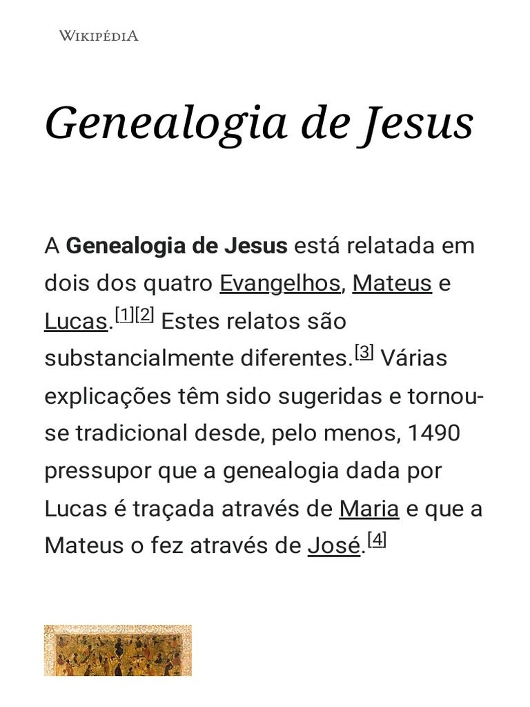 Genealogia de Jesus - Wikipédia, A Enciclopédia Livre | PDF | Hebreus ...