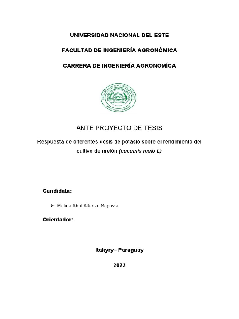 Modelo de Anteproyecto - Para proyecto de Tesis | PDF