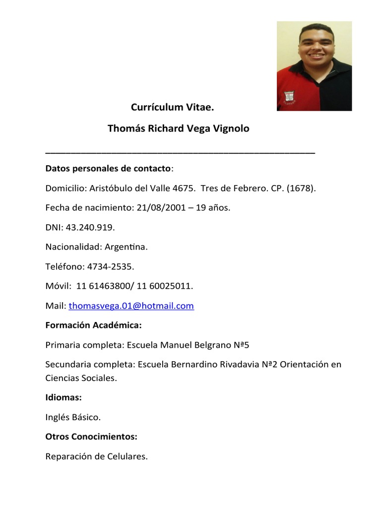Curriculum Vitae Thomás[1862] | PDF