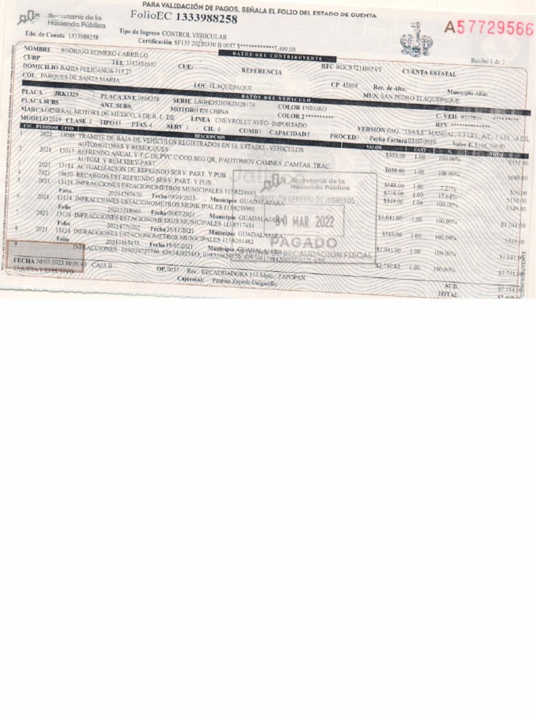 Refrendo 2021 y Baja de Placas 2022 | PDF