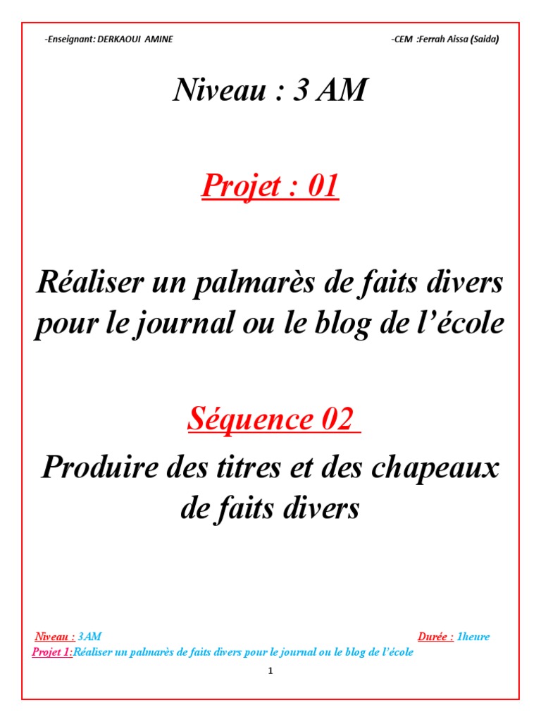 Fiches 3AM | PDF | Sujet (Grammaire) | Phrase