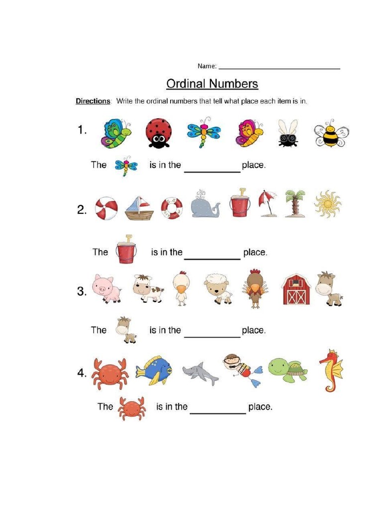 Ordinal Numbers Worksheet | PDF