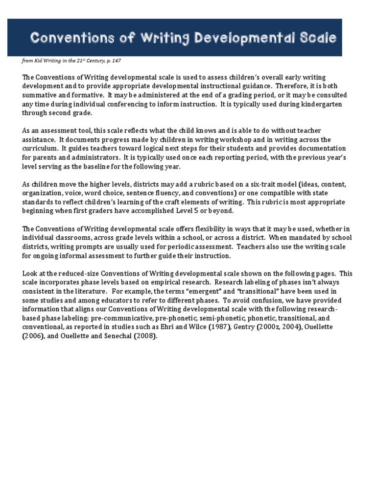 Developmental Writing Scale | PDF | Educational Assessment | Rubric ...