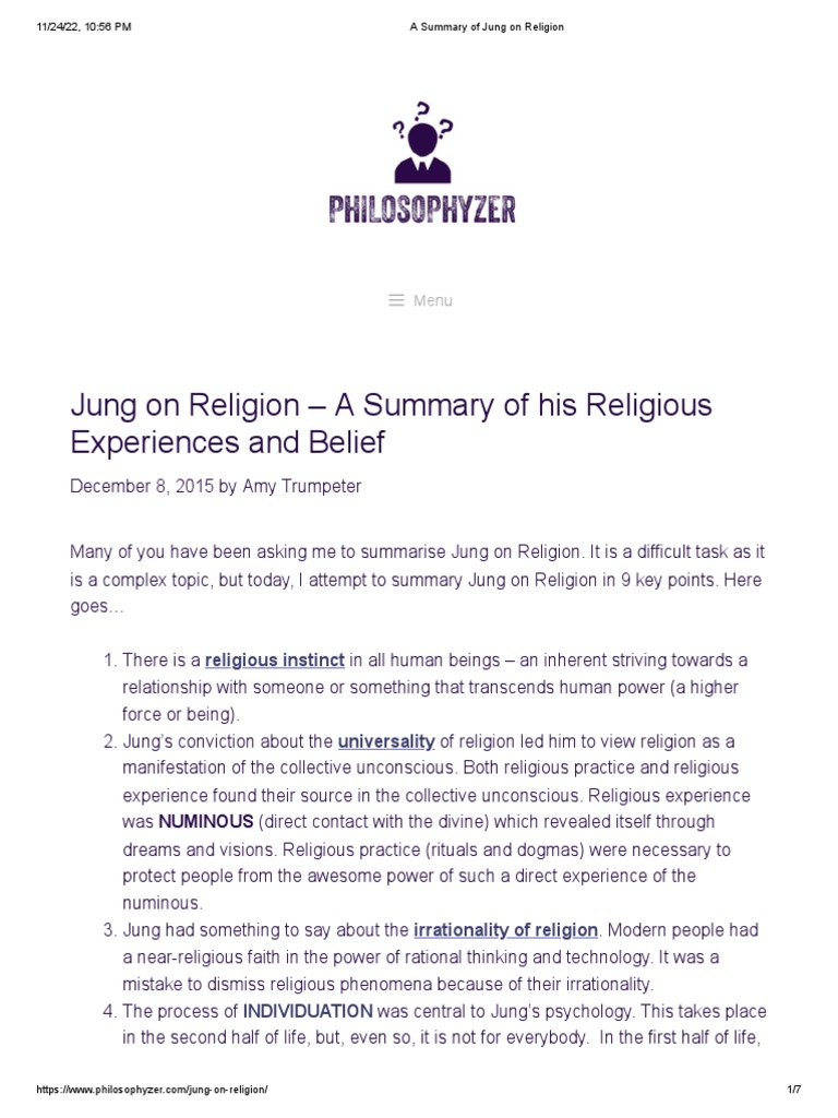 A Summary of Jung On Religion | PDF | Carl Jung | Shadow (Psychology)