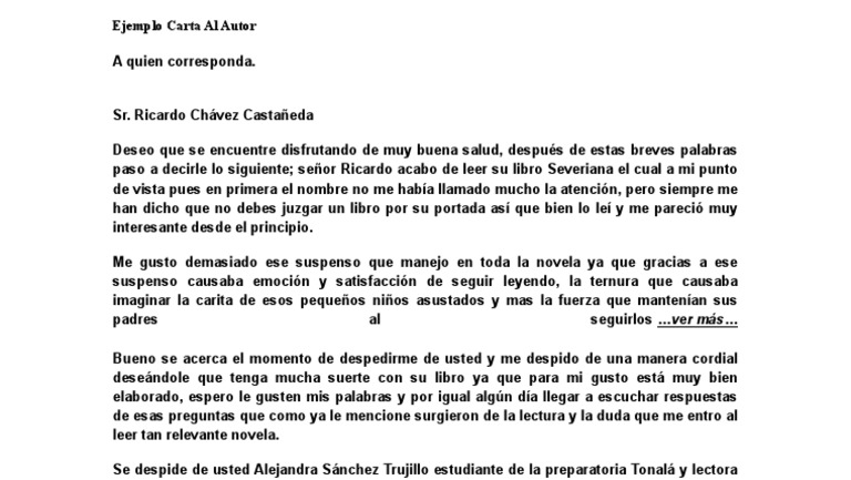Carta Al Autor Pdf