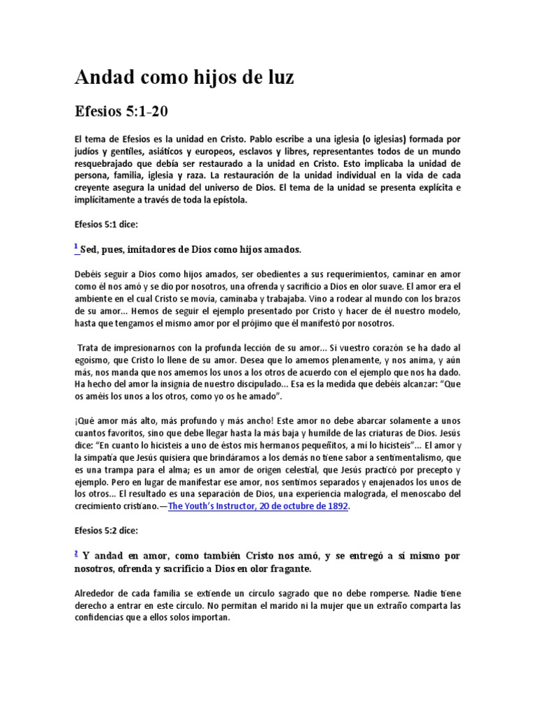 Andad Como Hijos de Luz | PDF | Cristo (título) | Amor