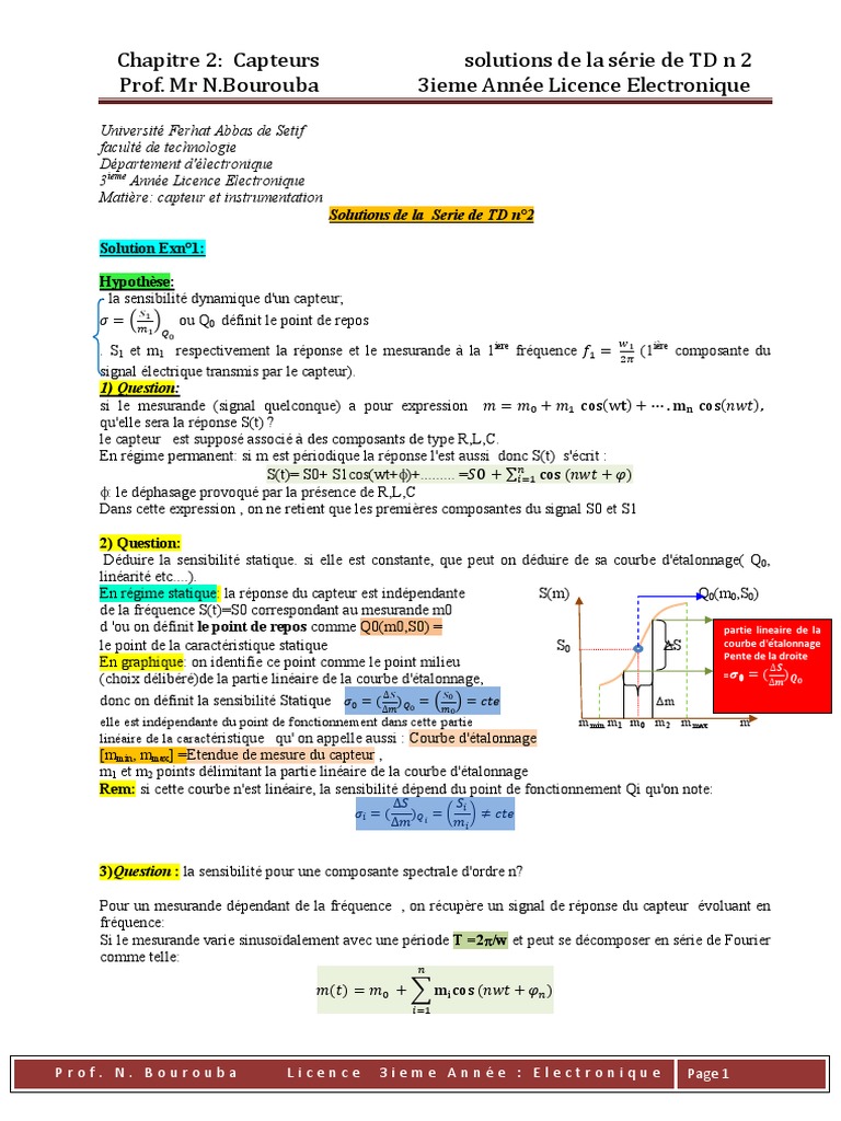 L3 Capteurs Et Instrumentation TD2 Solution | PDF | Méthode des moindres carrés | Diode