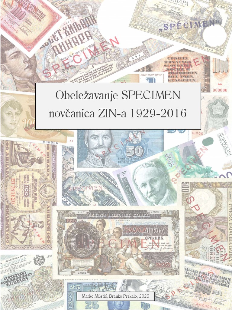 Obelezavanje SPECIMEN Novcanica ZIN-A 1929-2016 | PDF