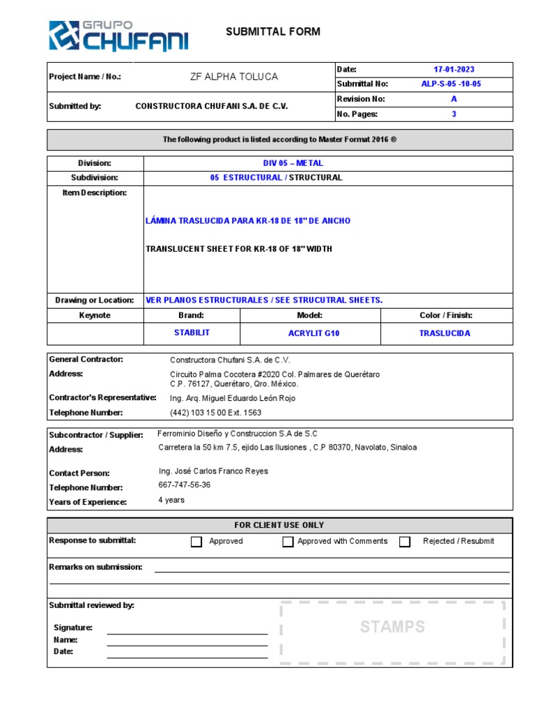 Alp-S-05 - 10-05 Rev A - Lámina Traslucida para KR-18 - Translucent Sheet For KR-18 | PDF