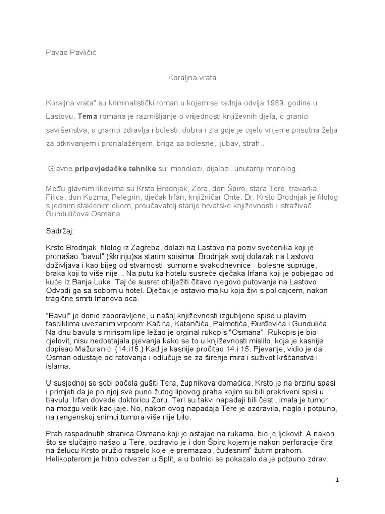 Pavlicic, Koraljna Vrata | PDF