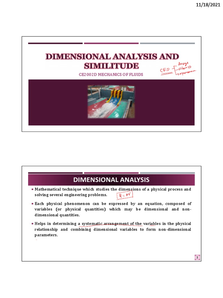 Lecture - 09 - Dimensional Analysis and Similitude | PDF | Equations | Classical Mechanics