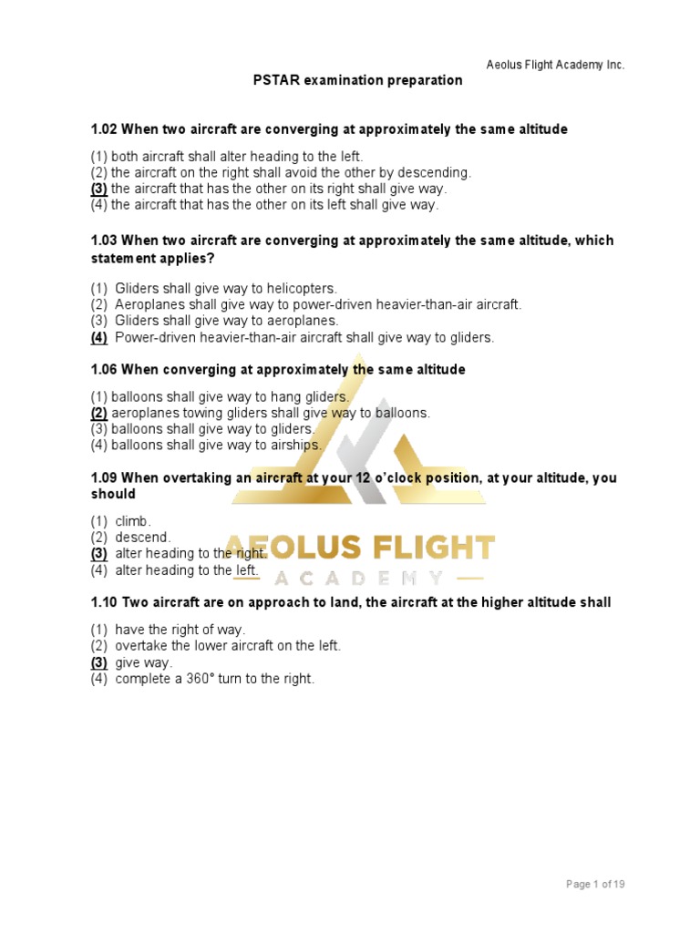 Answers PSTAR+Practice | PDF | Visual Flight Rules | Air Traffic Control