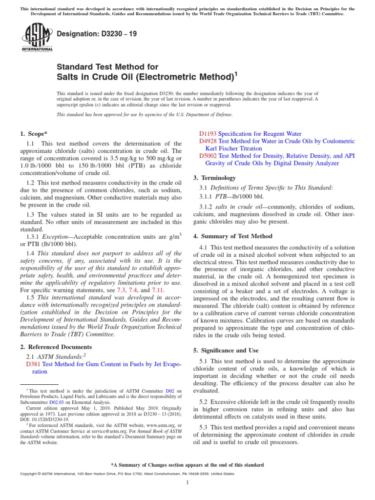 Astm - D3230.39961-2019 | PDF | Sodium Chloride | Ethanol