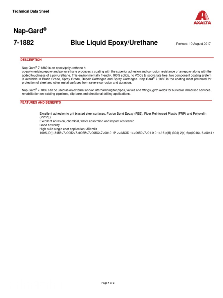 TDS - 7-1882 - Nap-Gard | PDF | Epoxy | Polyurethane