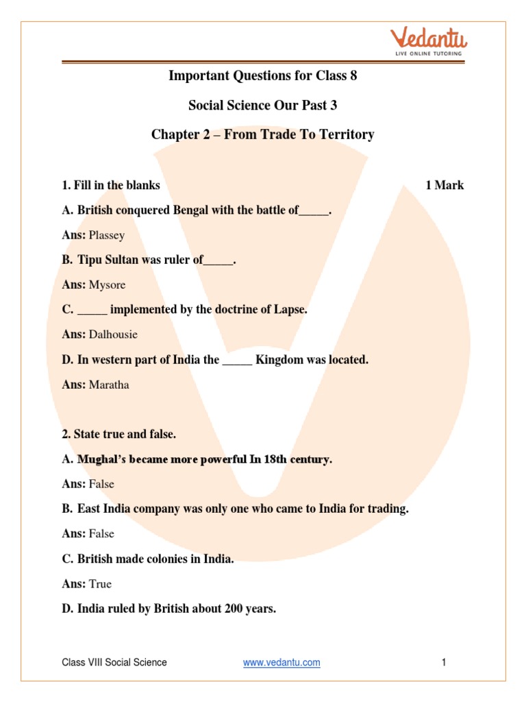 Class 8 Social Science: Trade to Territory | PDF | Kolkata | British Raj