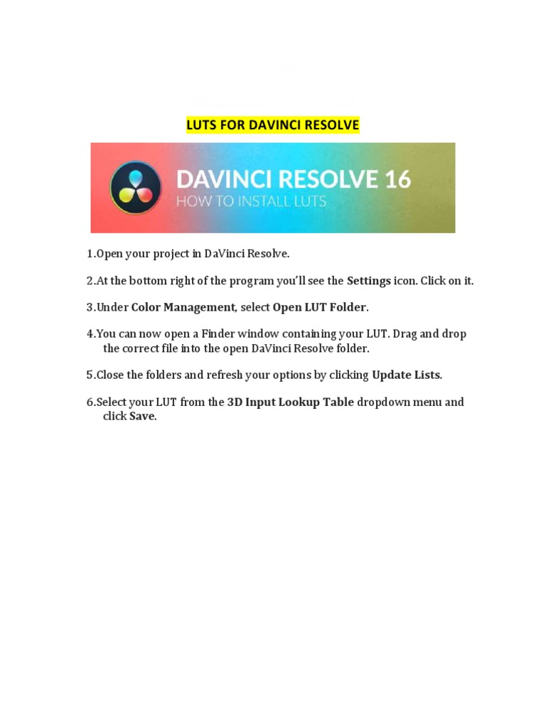 Luts For DaVinci Resolve | PDF