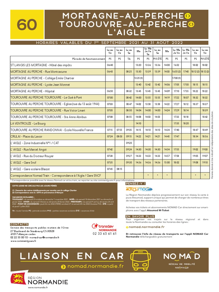 61-Ligne 60 2021 2022 Mortagne-Tourouvre-Laigle | PDF