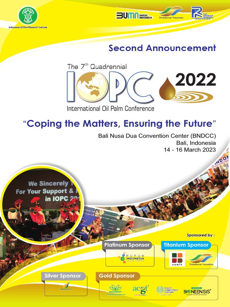 2nd Announcement IOPC 2022 - IOPRI | PDF | Palm Oil | Indonesia
