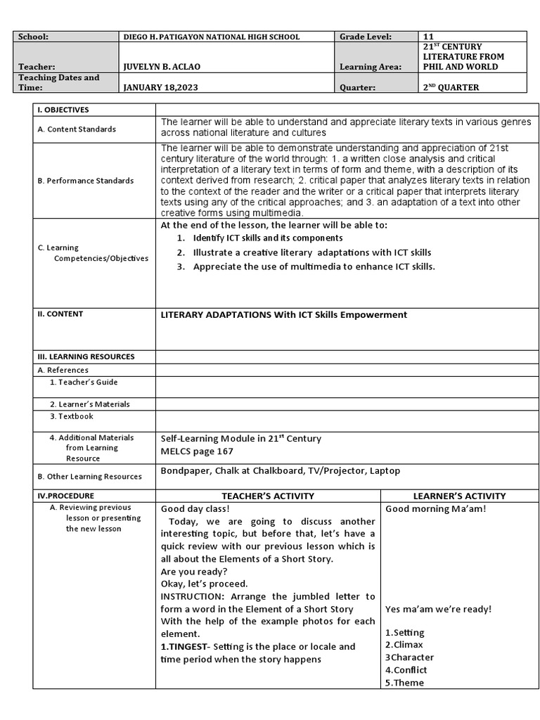 Cot DLP Esp | PDF | Information Technology | Educational Technology