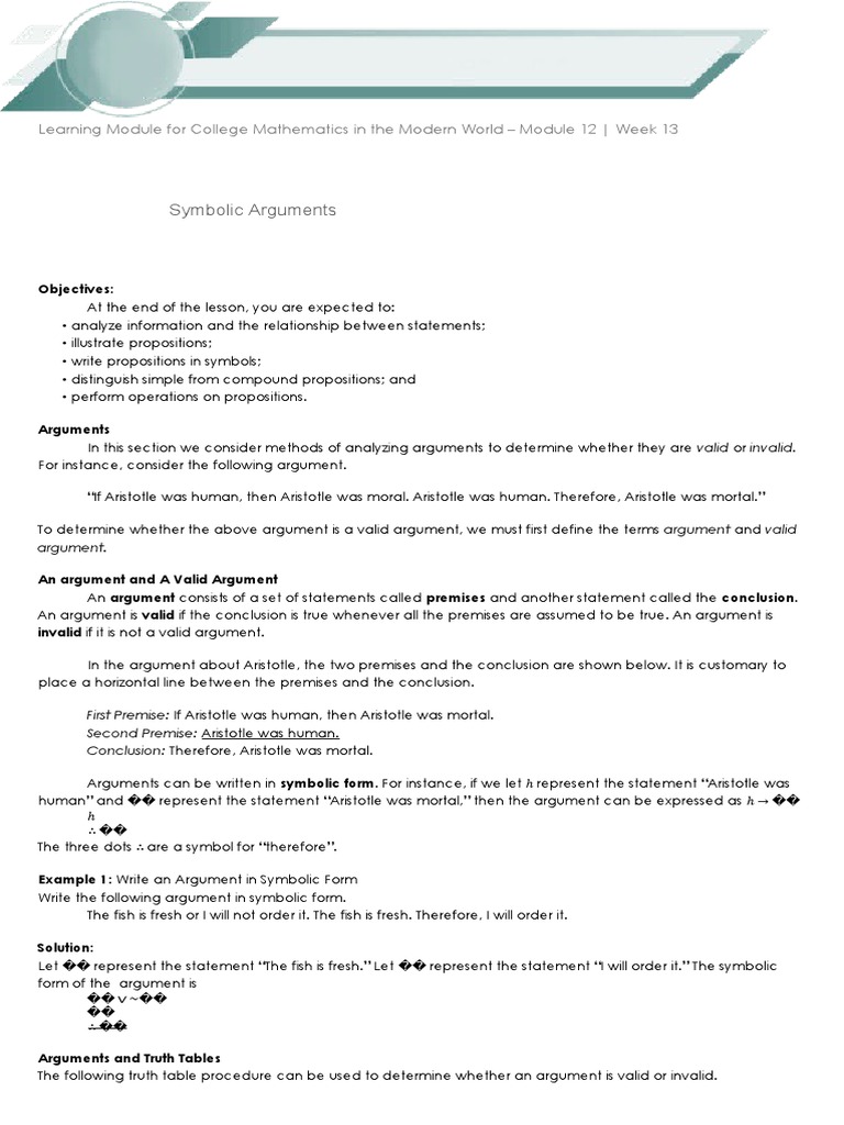 College Math: Symbolic Arguments | PDF | Argument | Fallacy